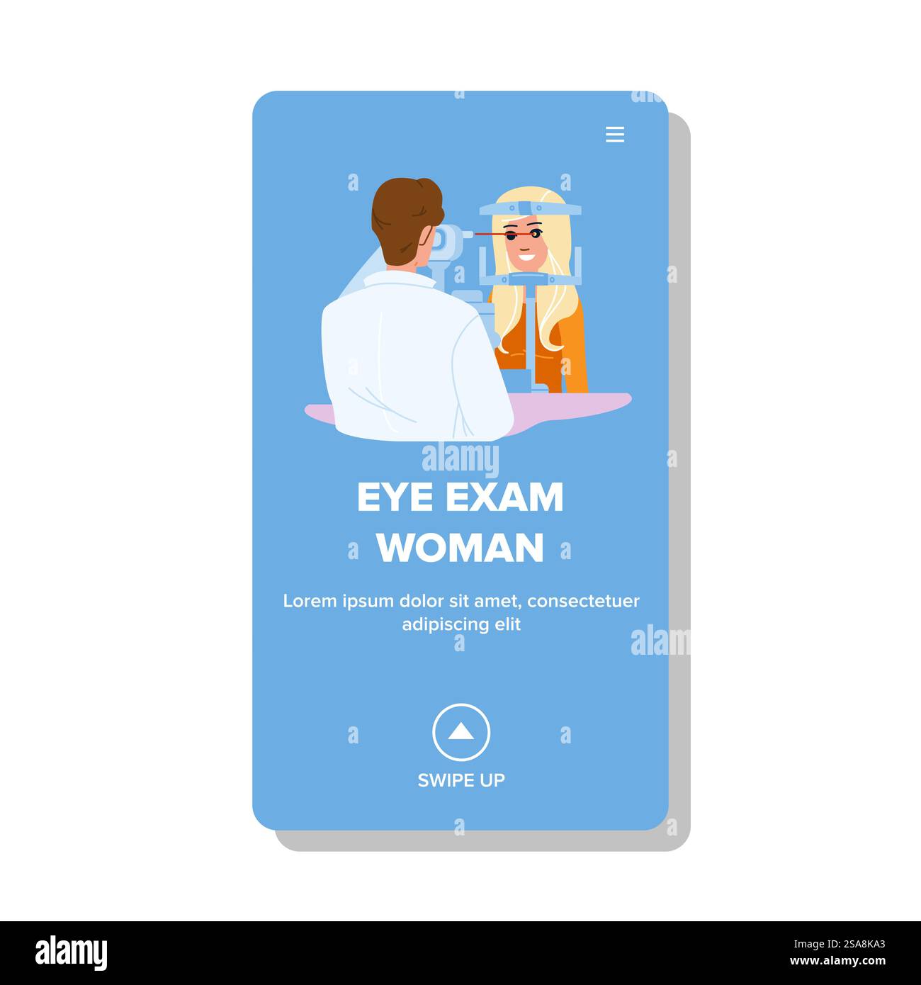 care eye exam woman vector. optometrist clinic, equipment patient ...