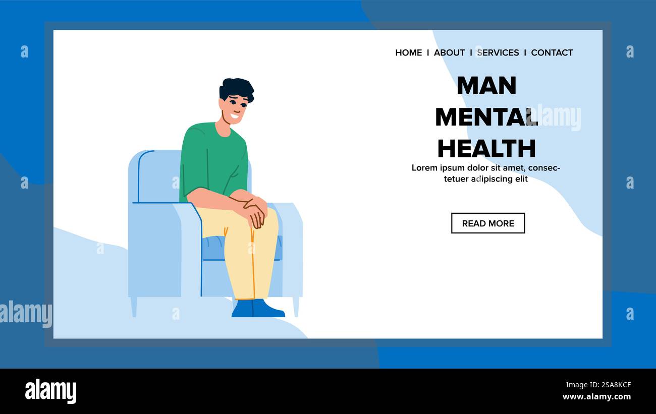 depression man mental health vector. male counselor, young psychology ...