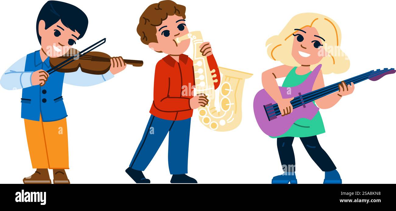 boy music education kid vector. girl instrument, play family, caucasian ...