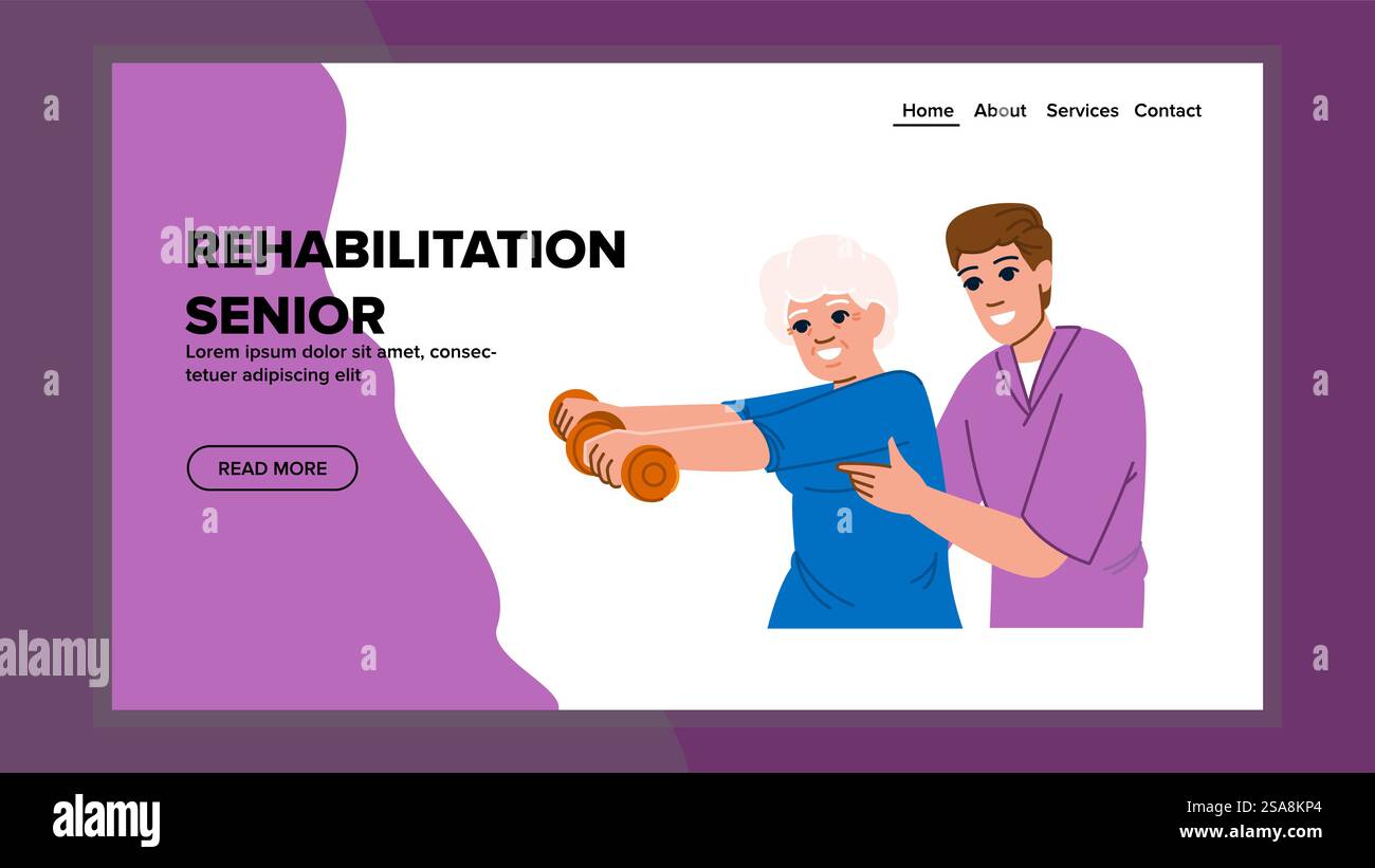 health rehabilitation senior vector. physiotherapy patient, help ...