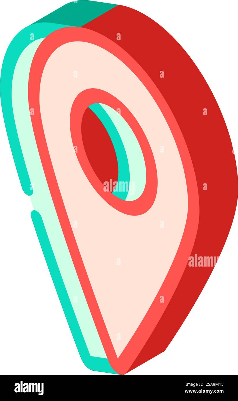 red pointer map location isometric icon vector. red pointer map location sign. isolated symbol ...