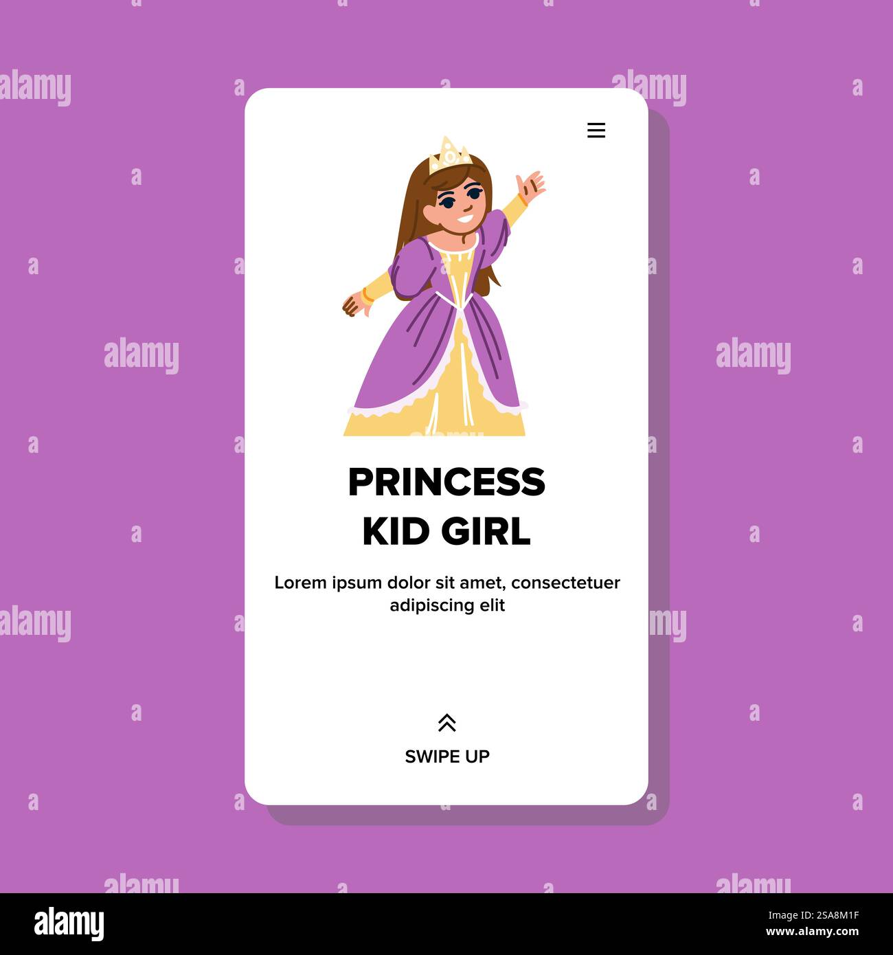 cute princess kid girl vector. child beautiful, childhood female, pink ...