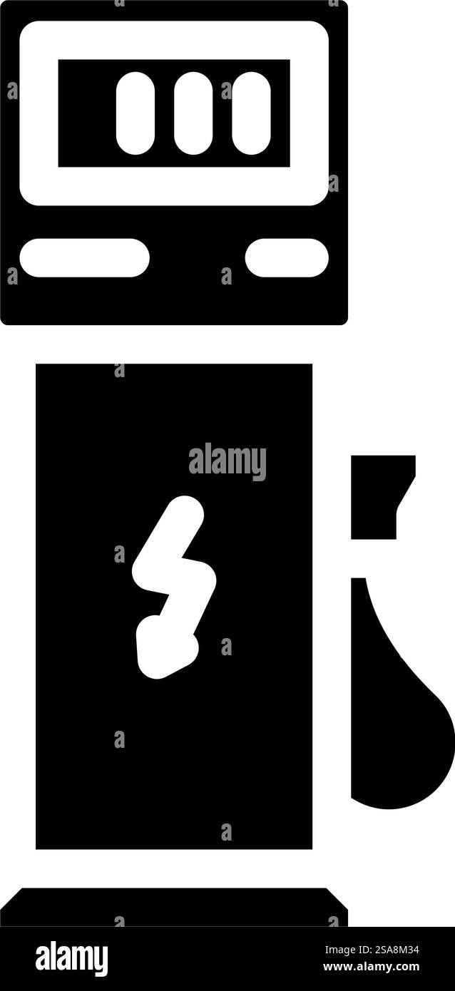 battery charging station glyph icon vector. battery charging station ...