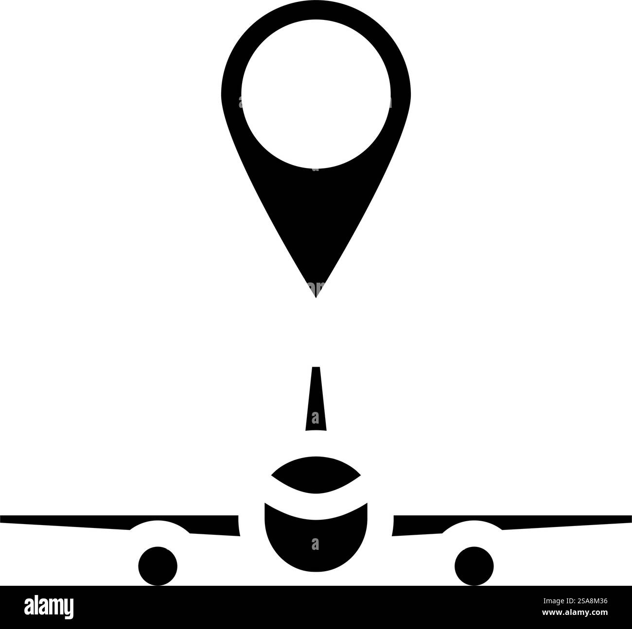 airplane map location glyph icon vector. airplane map location sign ...