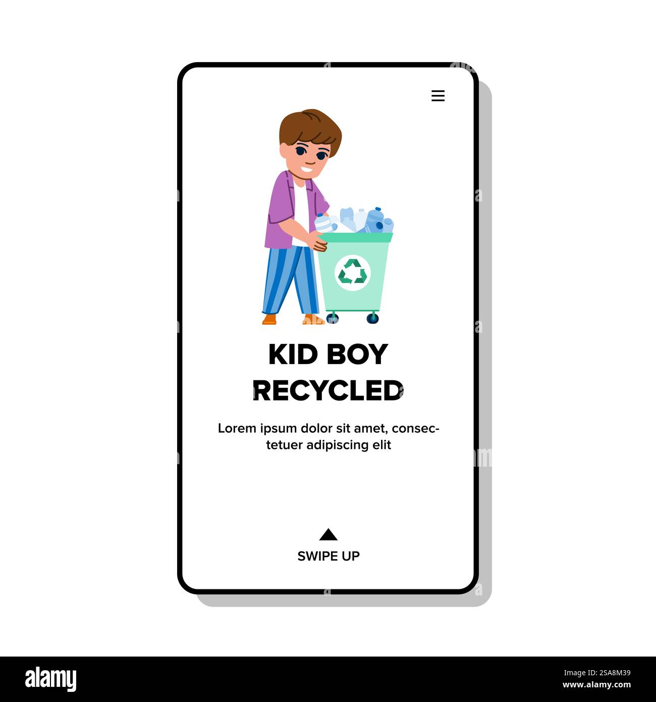 trash kid boy recycled vector. ecology girl, plastic waste, volunteer ...