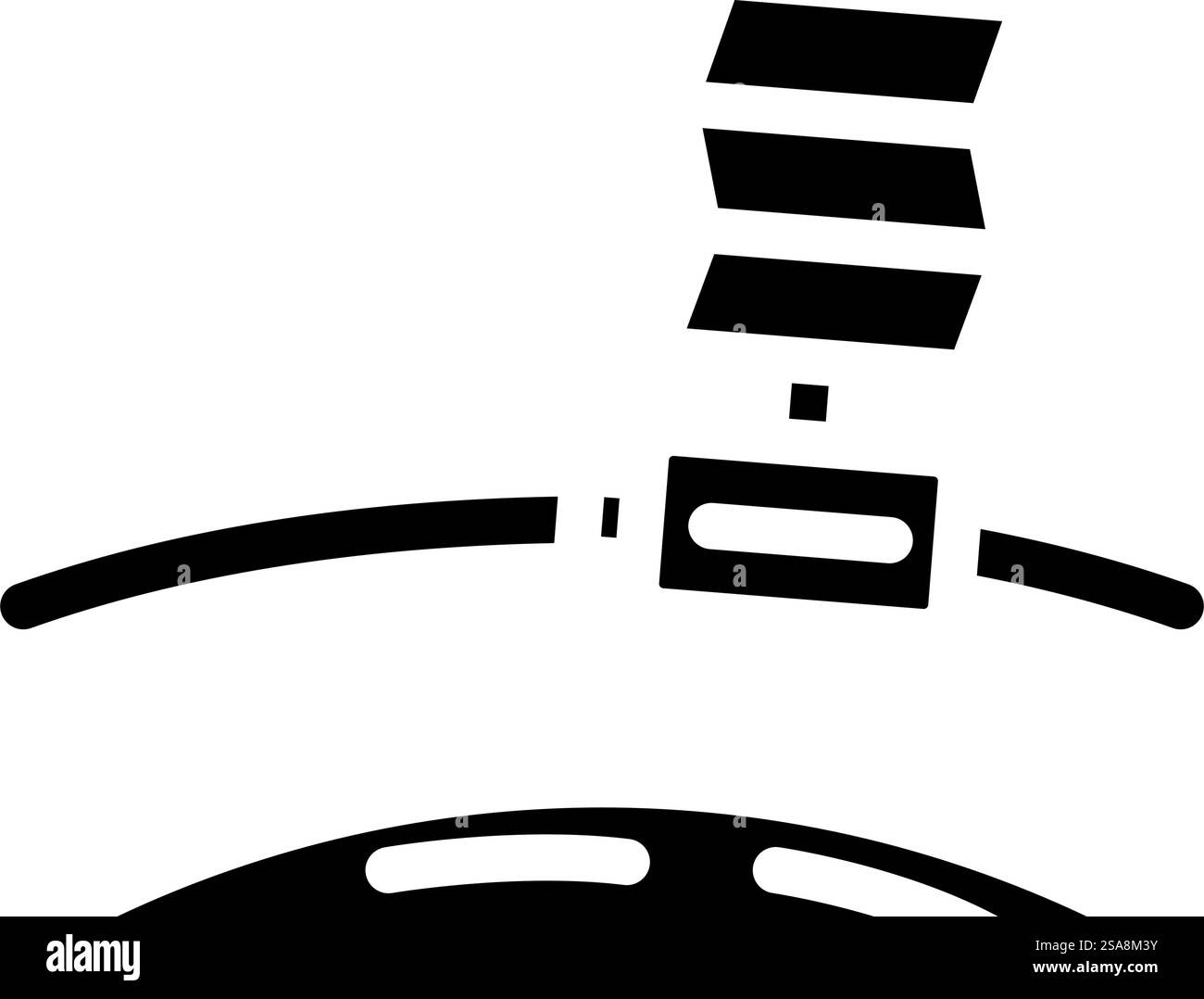 Orbiting Spacecraft Space Exploration Glyph Icon Vector Orbiting