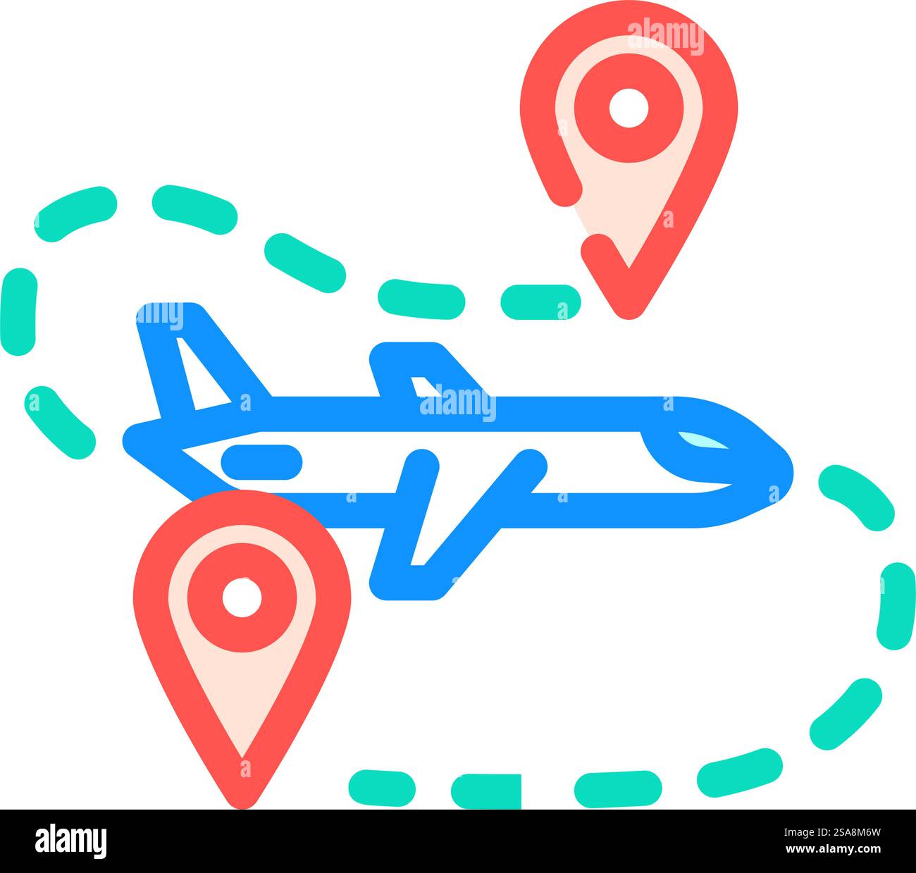 airplane track map location color icon vector. airplane track map ...