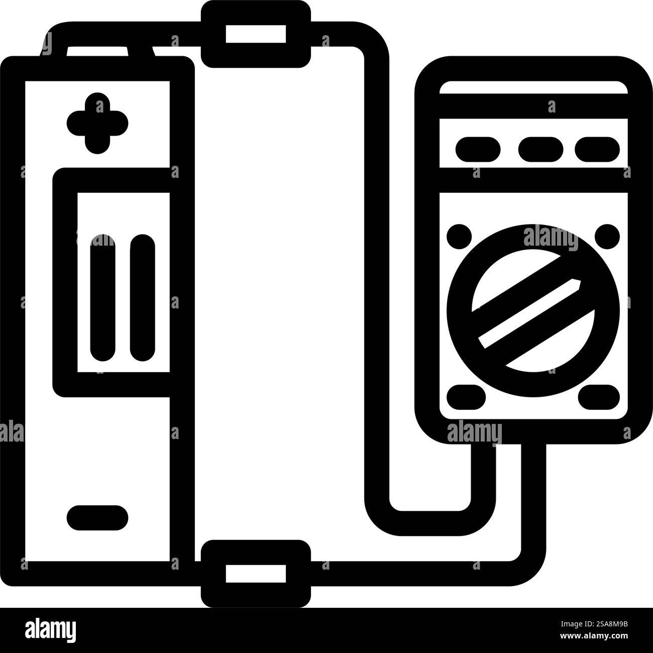 testing battery line icon vector. testing battery sign. isolated ...
