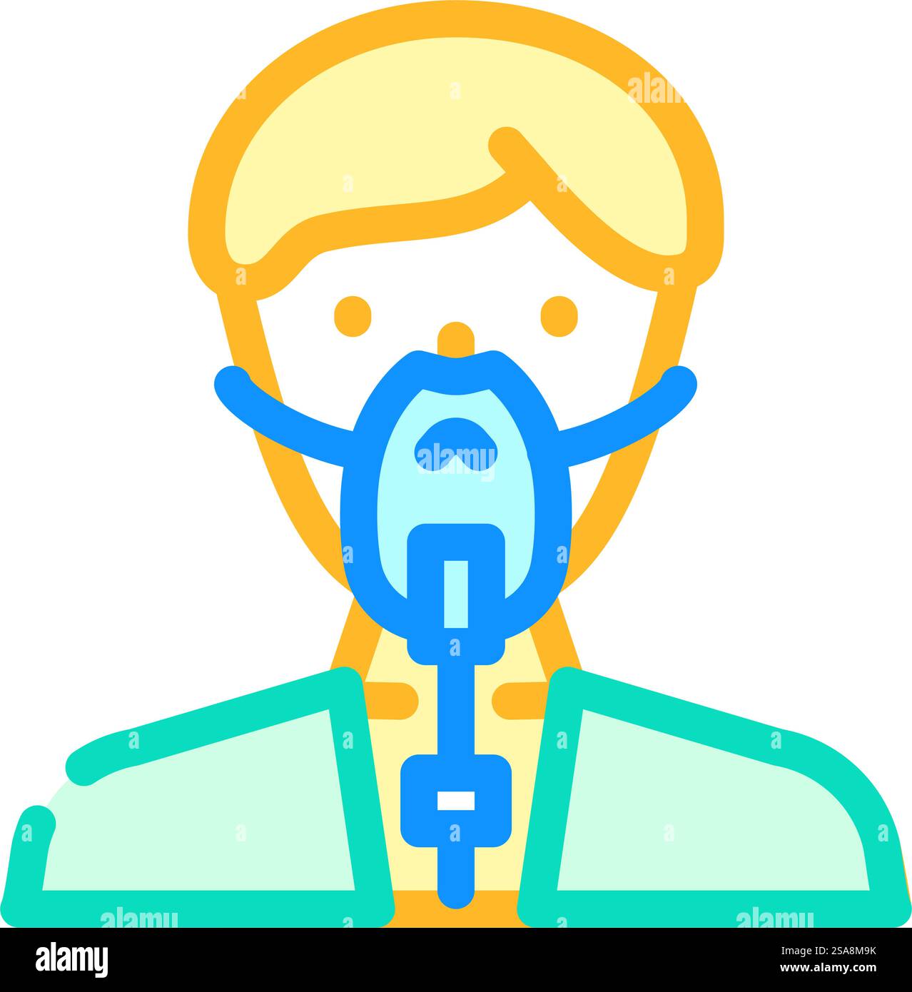 oxygen mask face color icon vector. oxygen mask face sign. isolated symbol illustration. oxygen ...