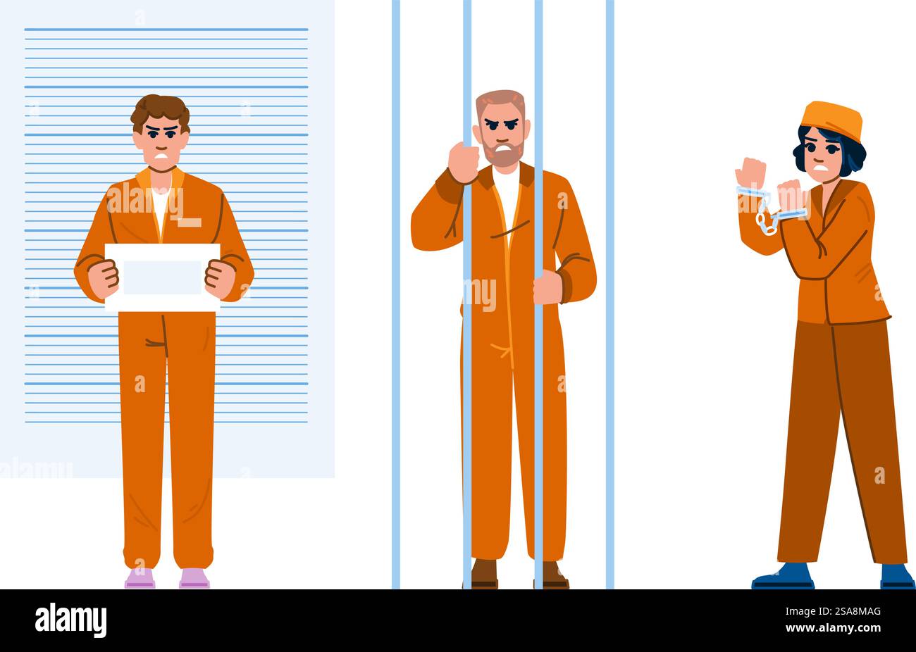 jail prisoner person vector. criminal crime, man punishment, justice ...