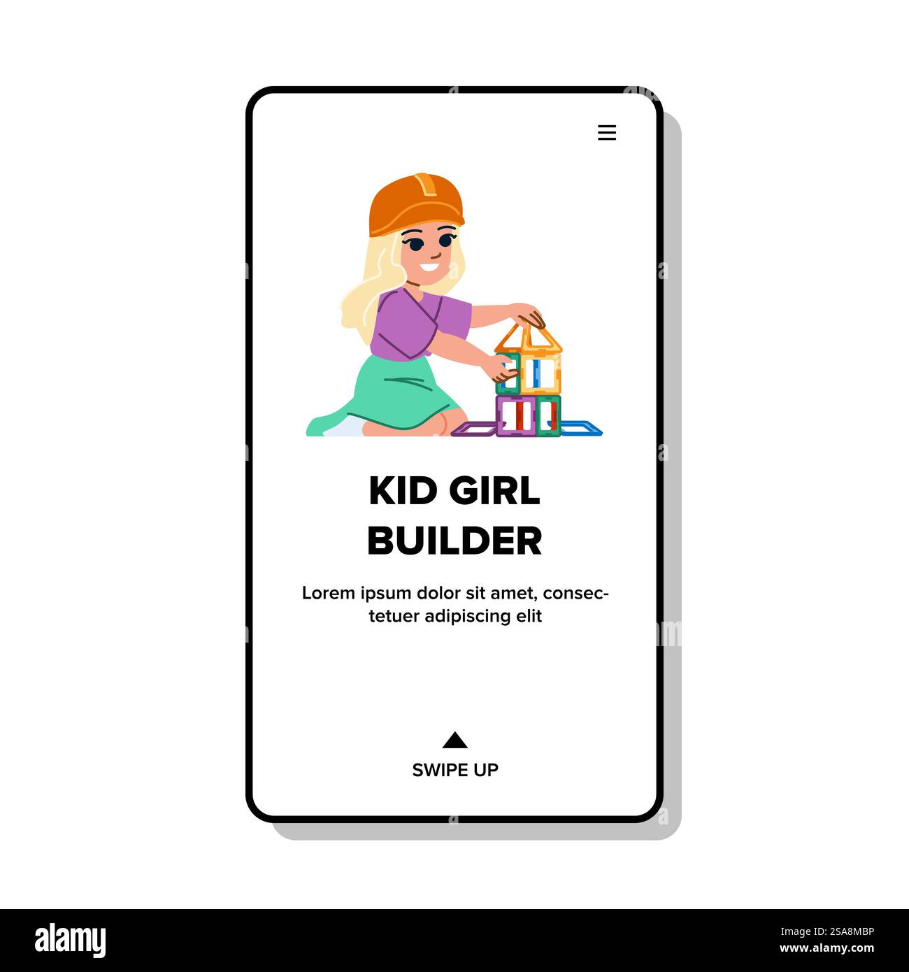 engineer kid girl builder vector. future young, child little, worker ...
