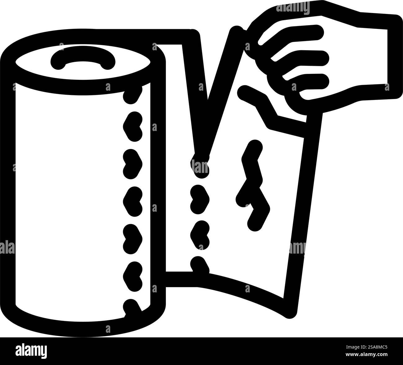 hand tearing paper towel line icon vector. hand tearing paper towel ...