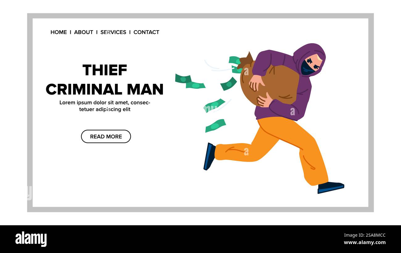 robber thief criminal man vector. mask black, crime burglar, gangster ...