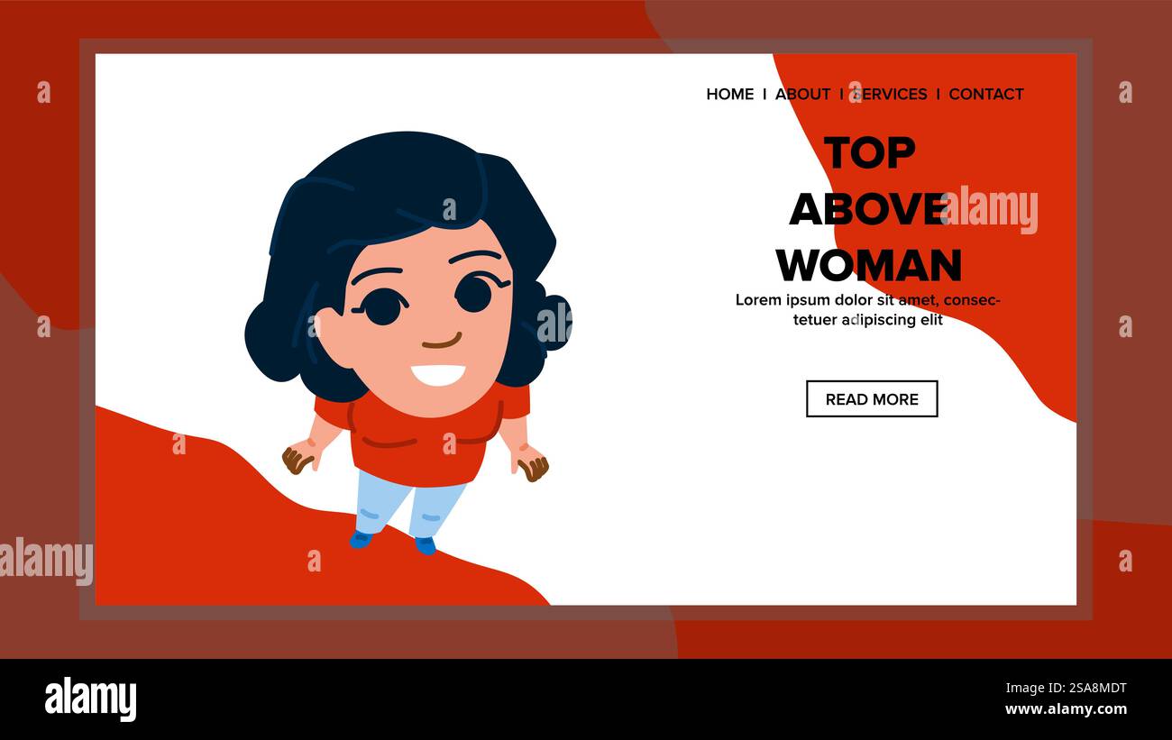 young top above woman vector. view girl, work relax, home phone young ...