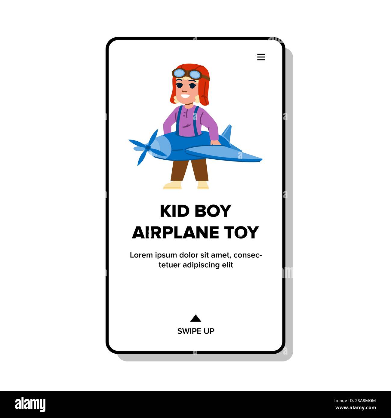 travel kid boy airplane toy vector. dream aviator, concept joy, game ...