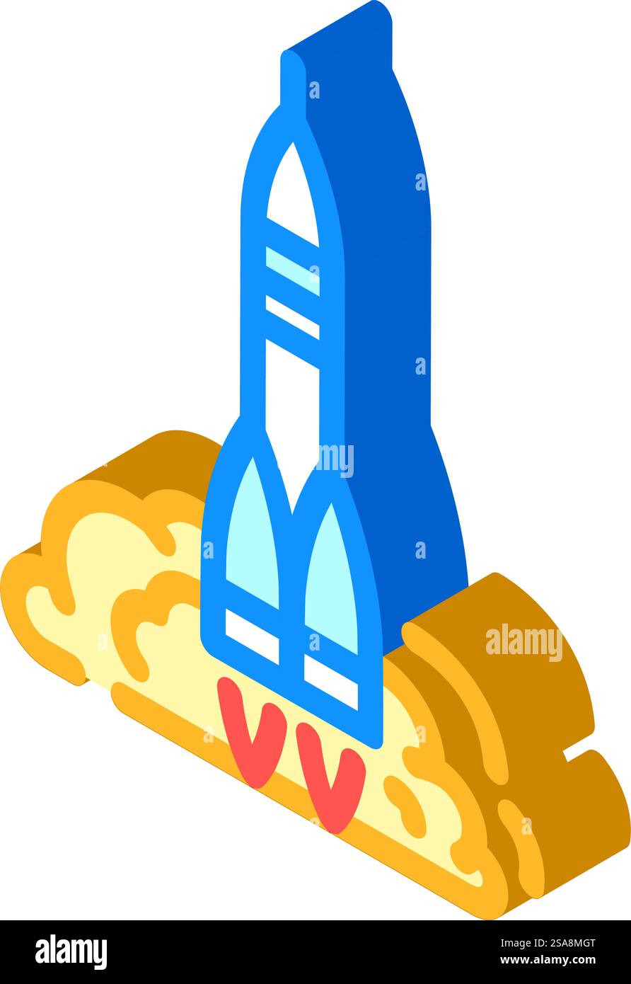 rocket launch space exploration isometric icon vector. rocket launch ...