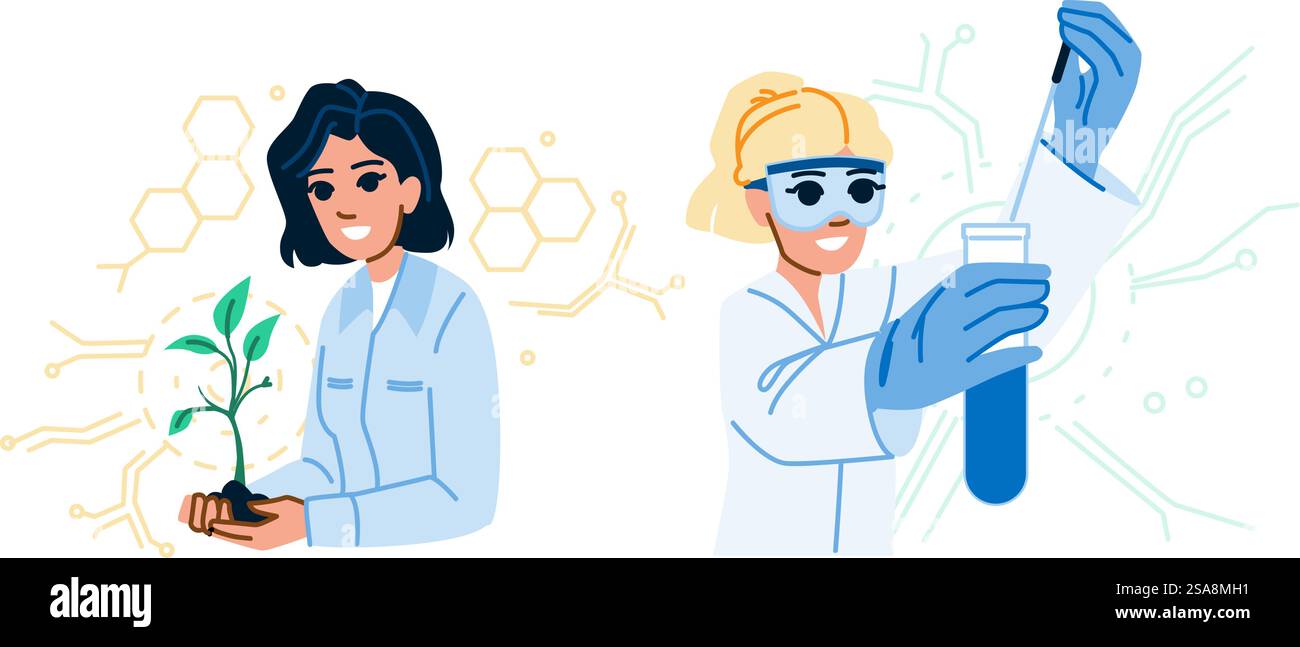 science biotechnology breakthrough vector. laboratory chemistry, dna ...