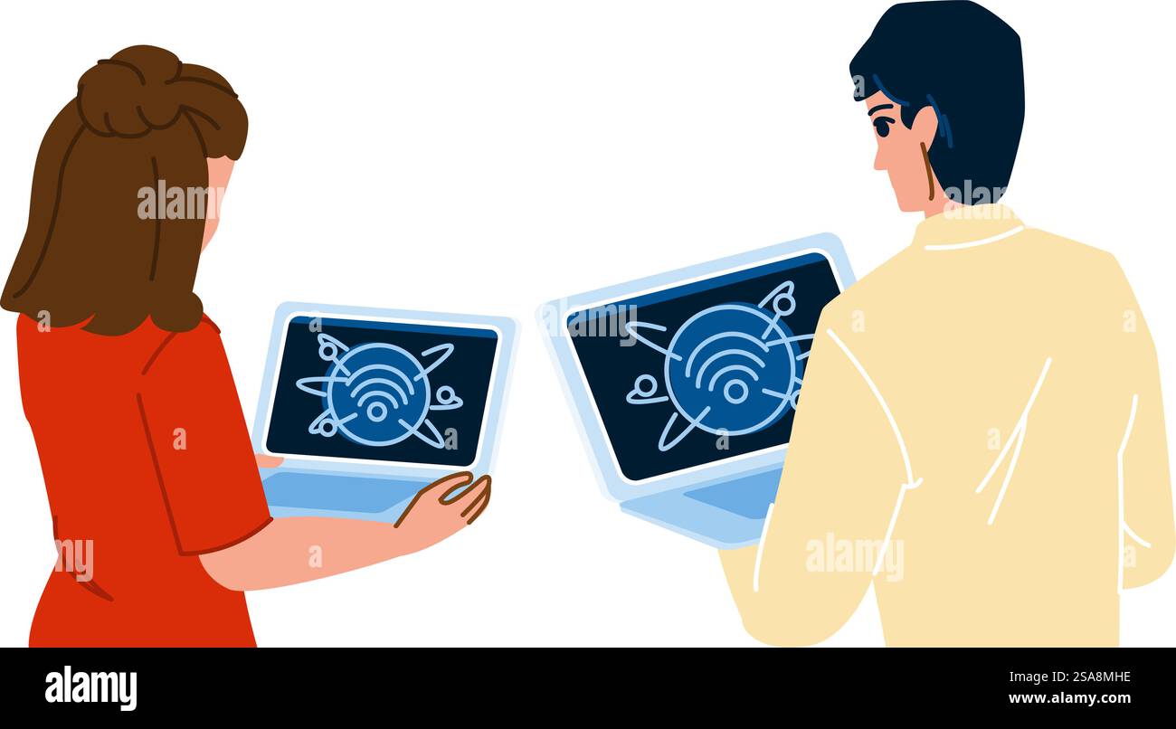 digital quantum internet vector. computer science, processor tech ...