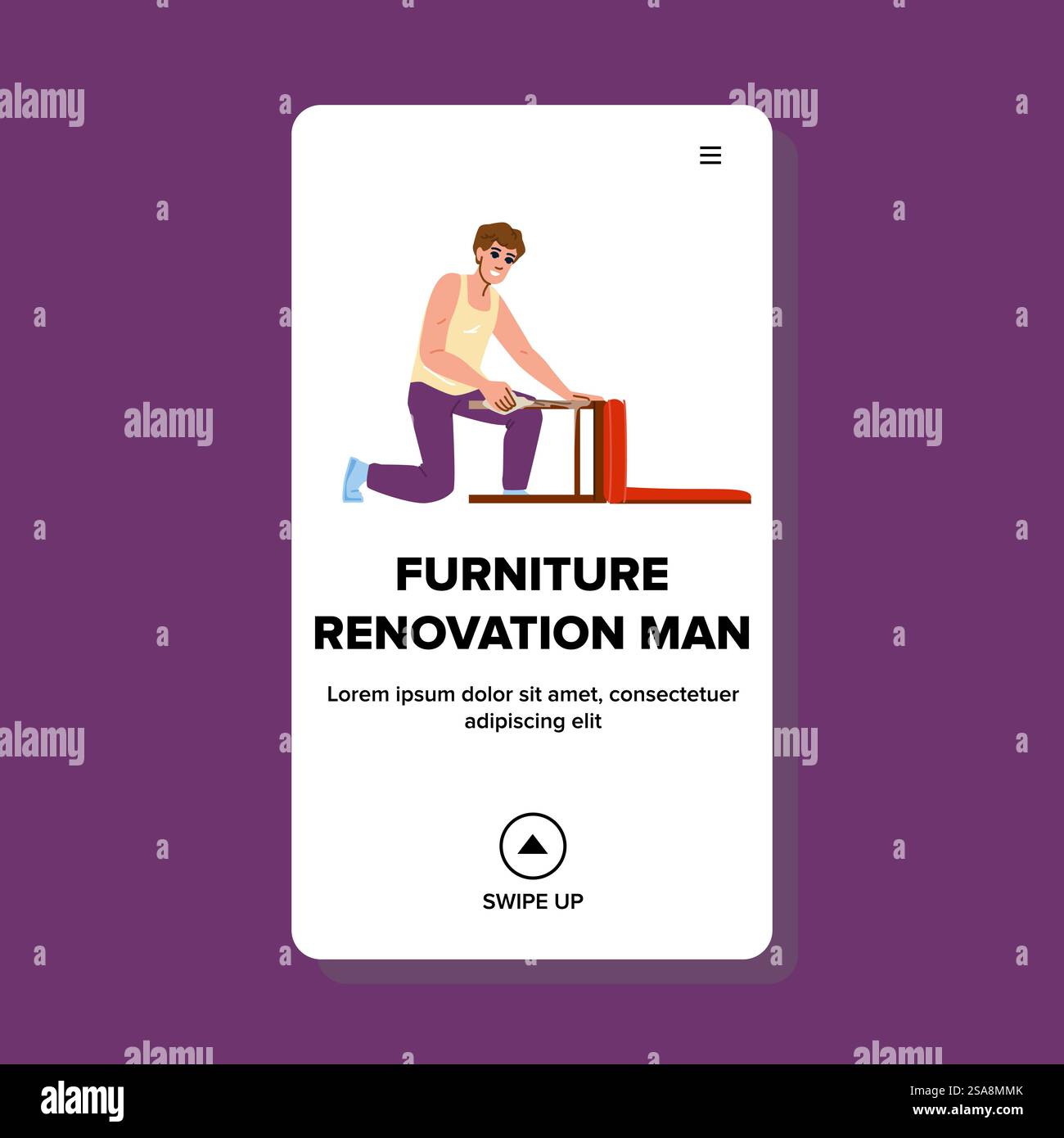 paint furniture renovation man vector. home repair, chair couple, diy ...