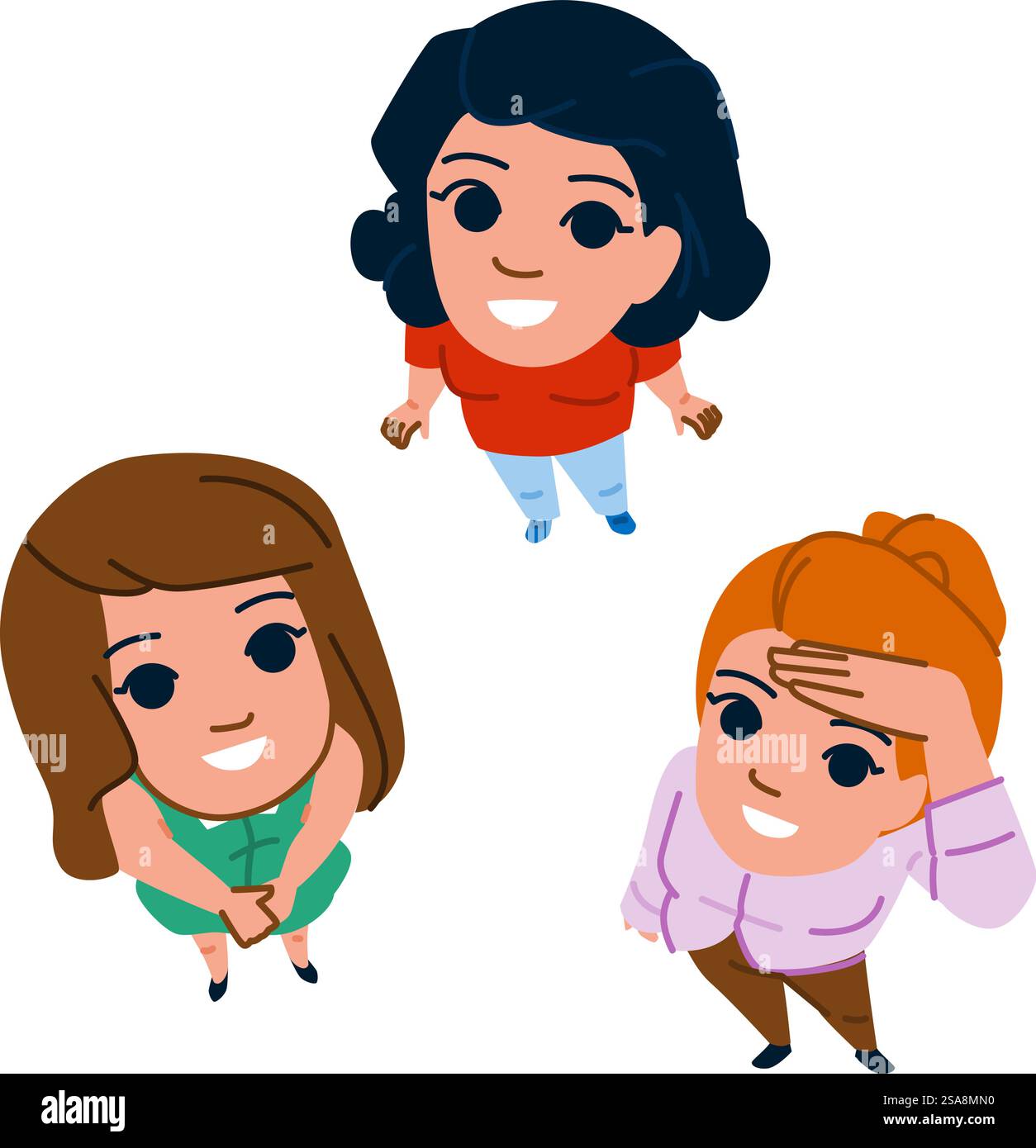 view top above person vector. overhead human, set flat, female crowd ...