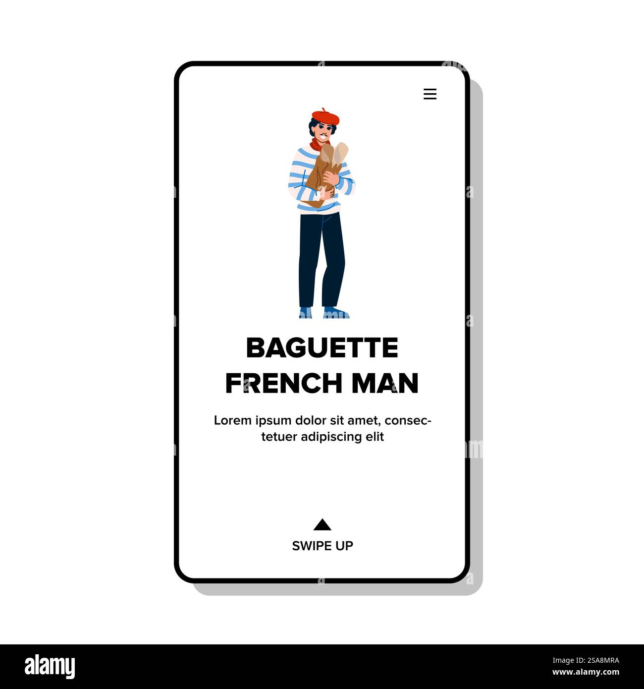 paris baguette french man vector. beret mustache, character food ...