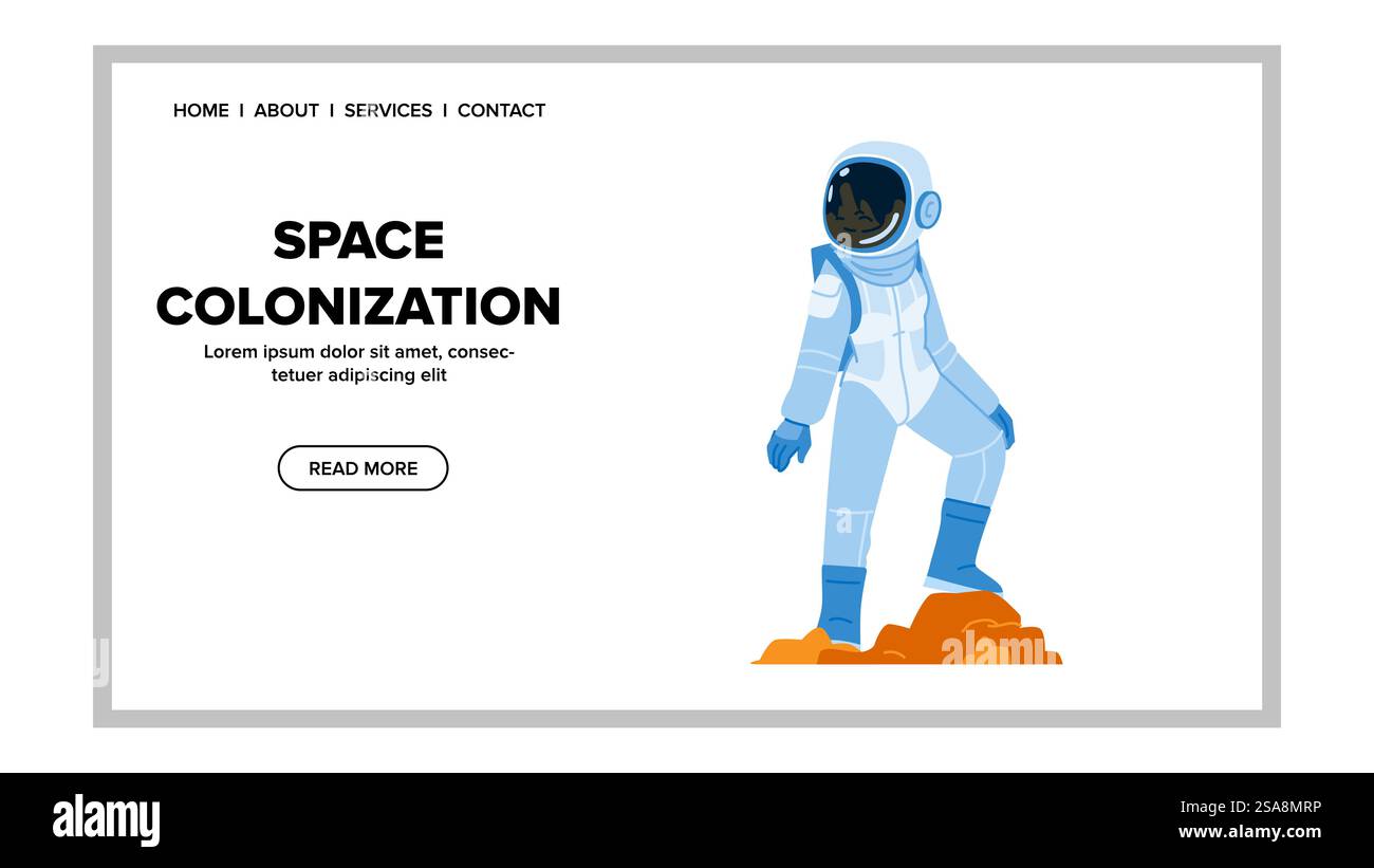 astronaut space colonization vector. planet galaxy, future technology ...