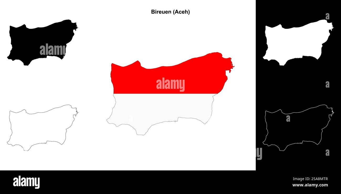 Bireuen vector outline map hi-res stock photography and images - Alamy