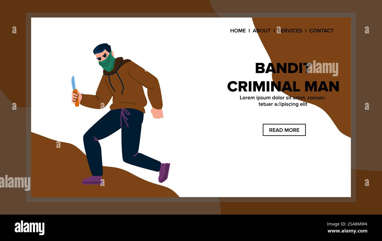 dangerous bandit criminal man vector. thief robbery, robber burglar ...