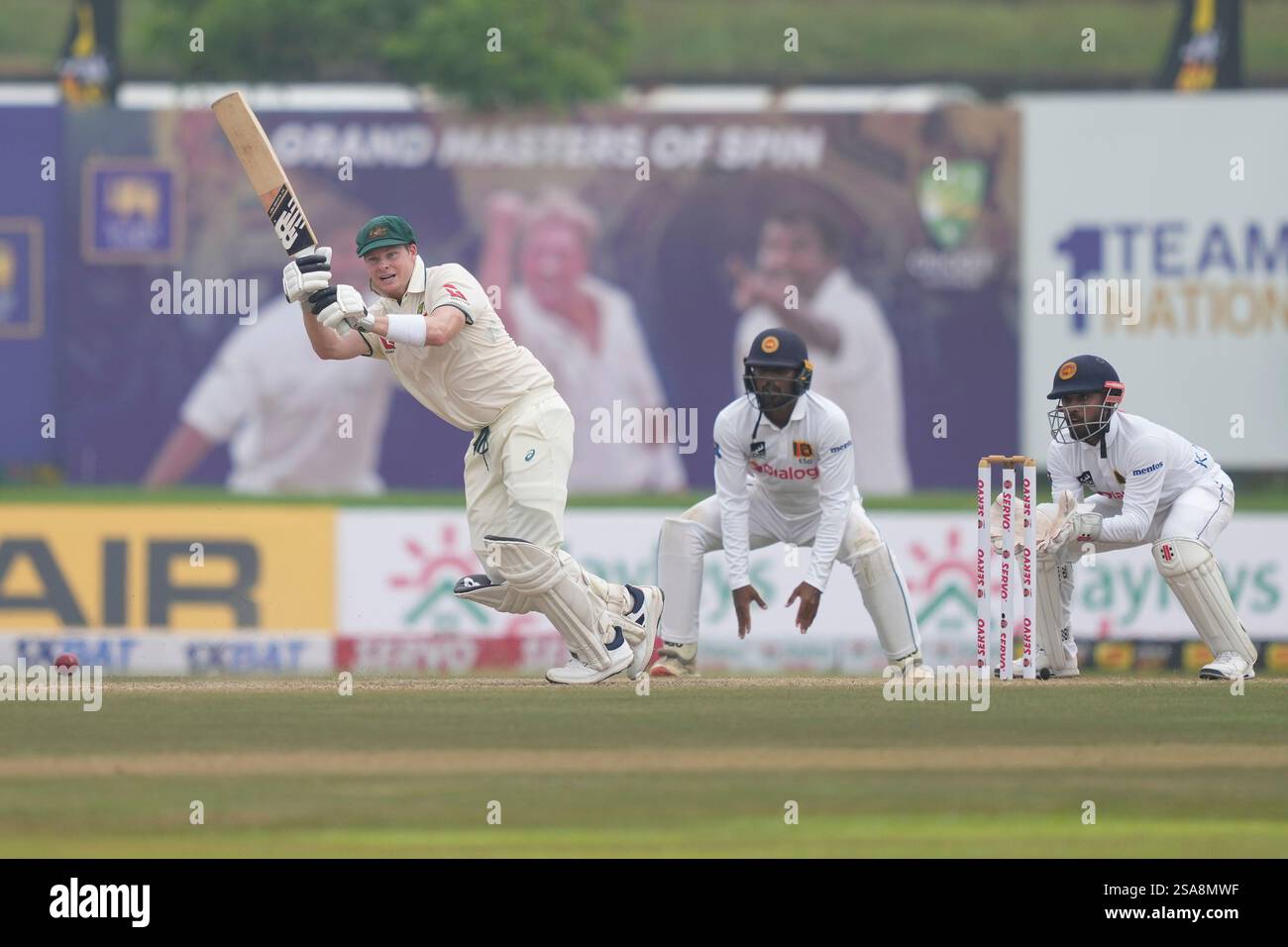 Australia's Steven Smith plays a shot during day one of the first test ...