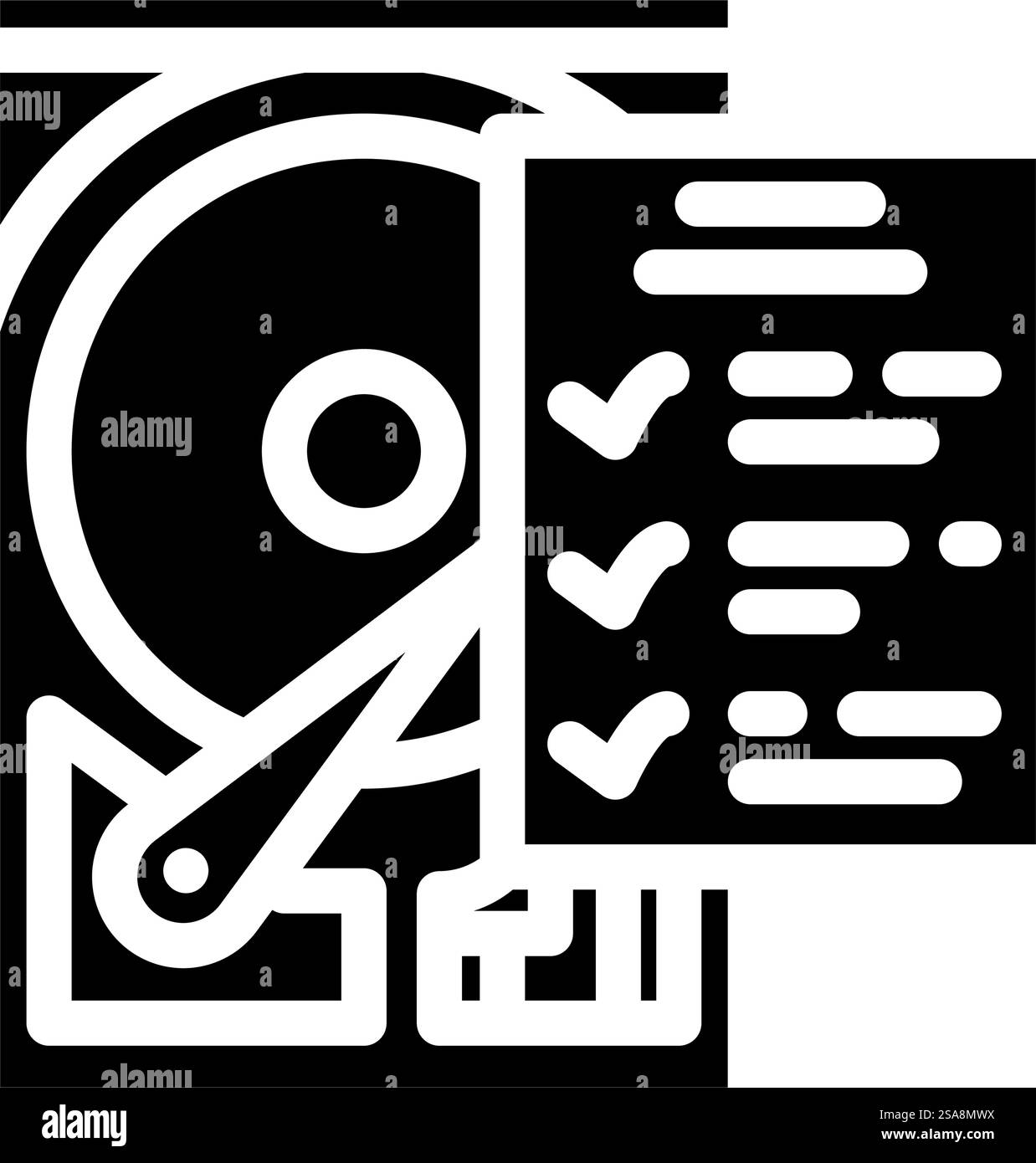 hard drive check repair computer glyph icon vector. hard drive check ...