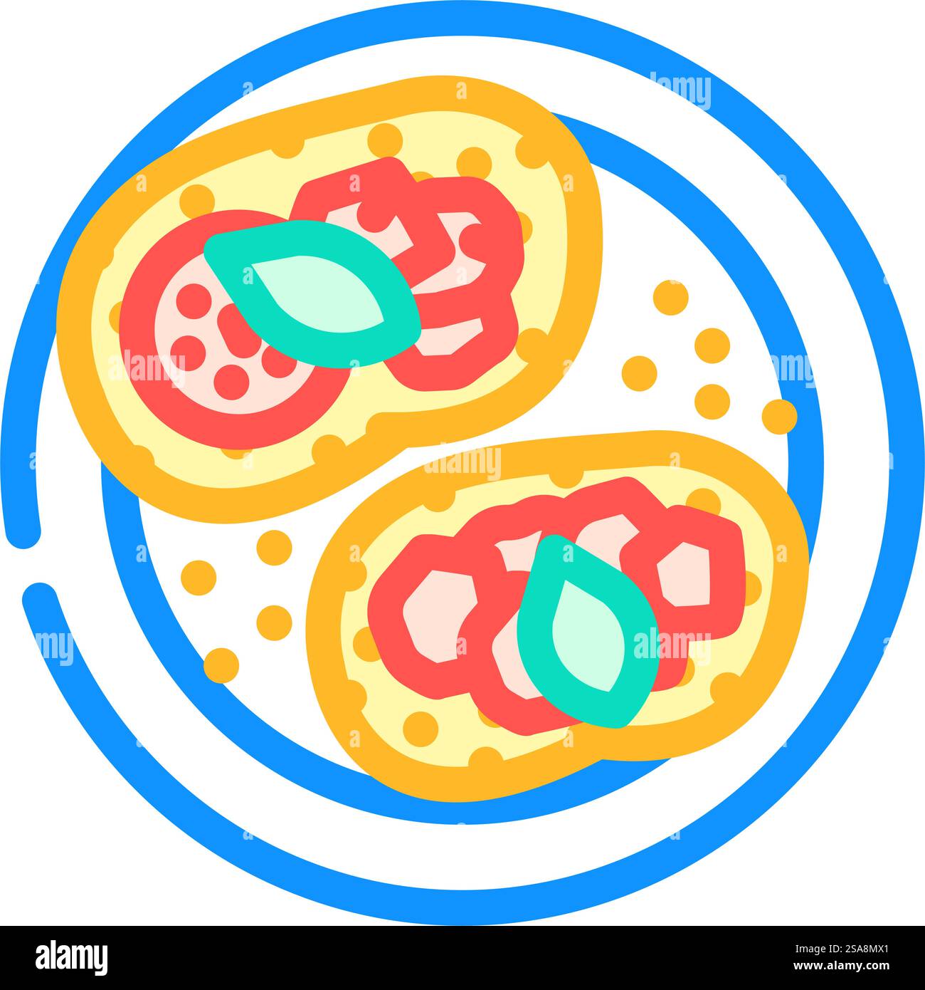 bruschetta appetizer italian cuisine color icon vector. bruschetta ...