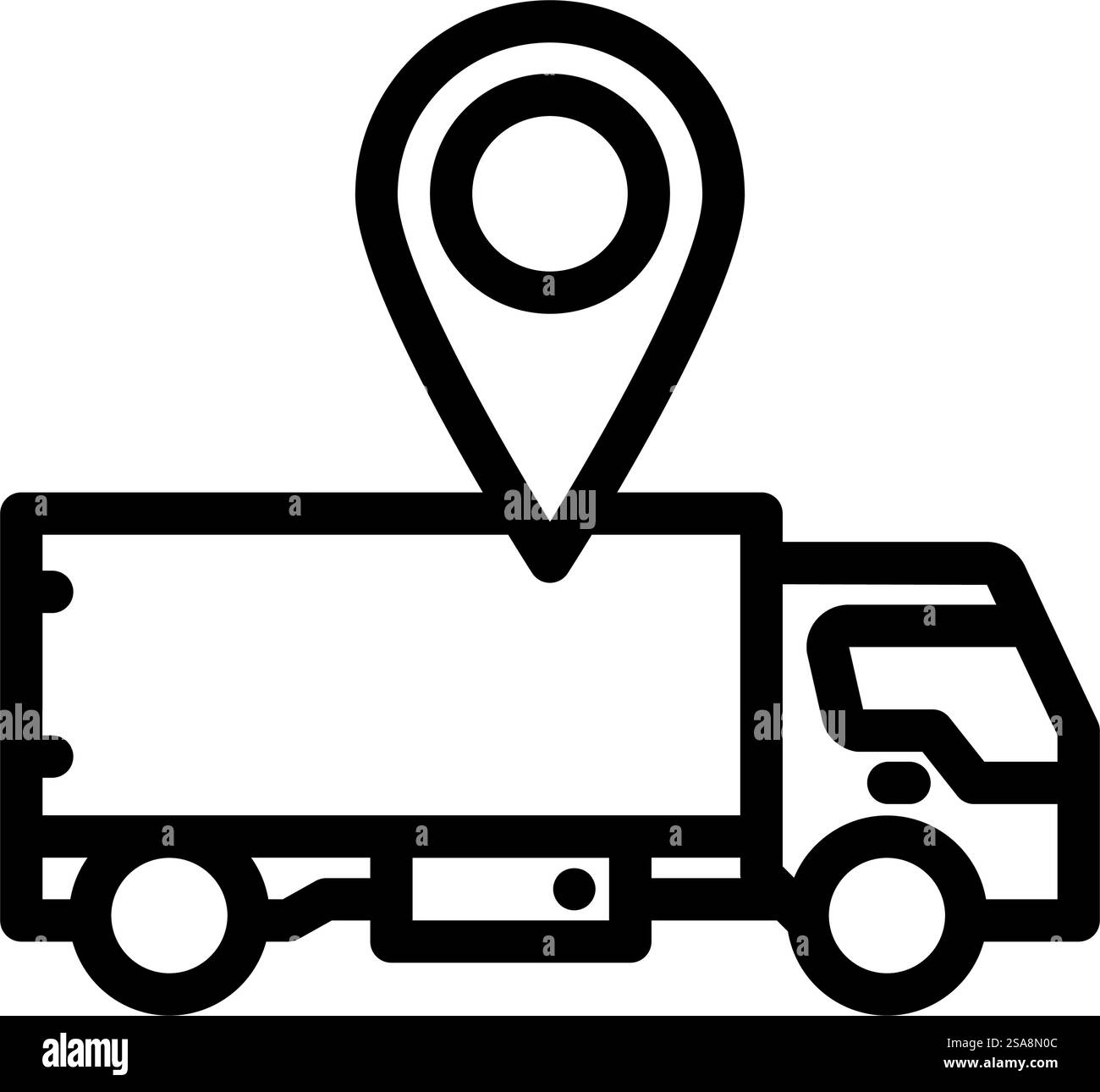 truck map location line icon vector. truck map location sign. isolated ...