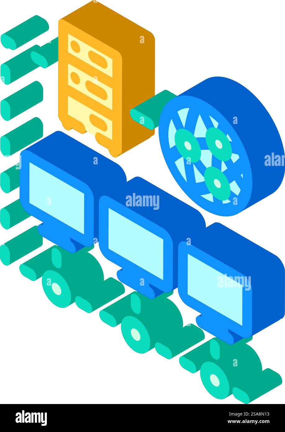 network configuration repair computer isometric icon vector. network ...