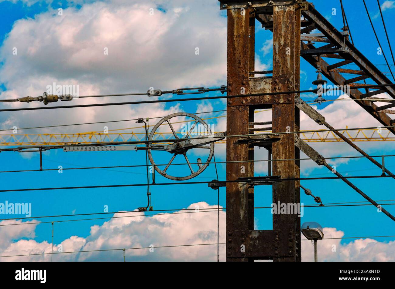 Electrifying Precision: Close-Up of Overhead Railway Lines at Angoulême ...