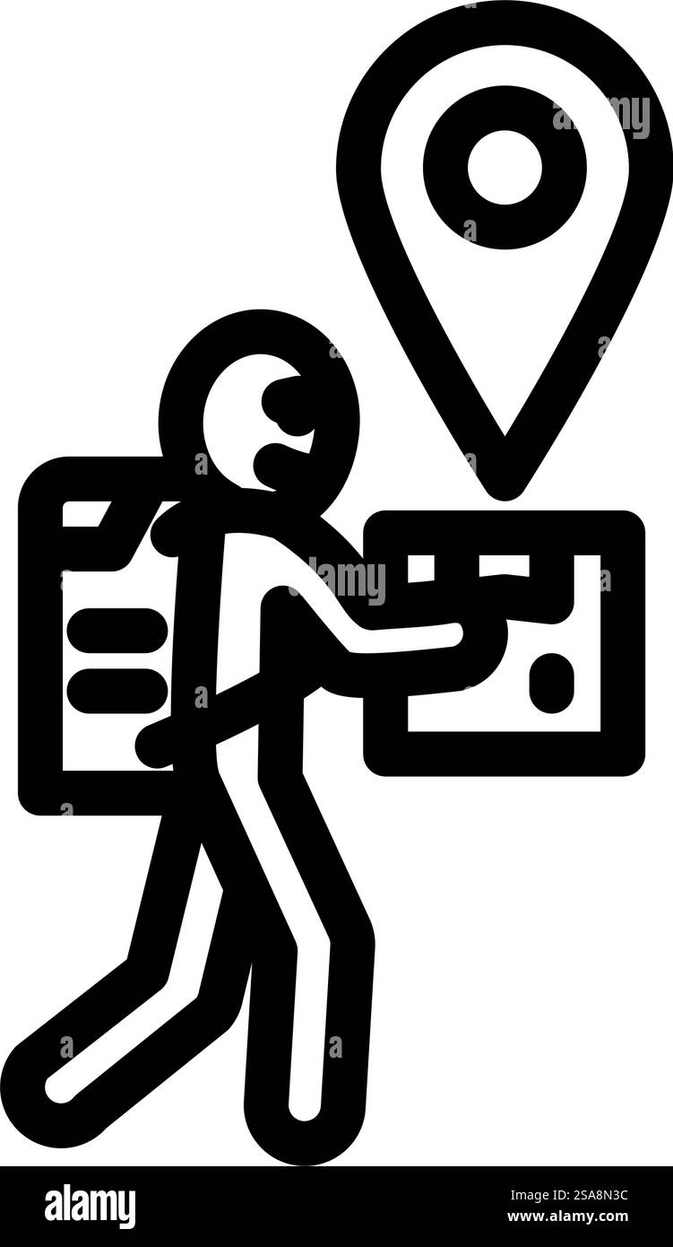 courier map location line icon vector. courier map location sign ...