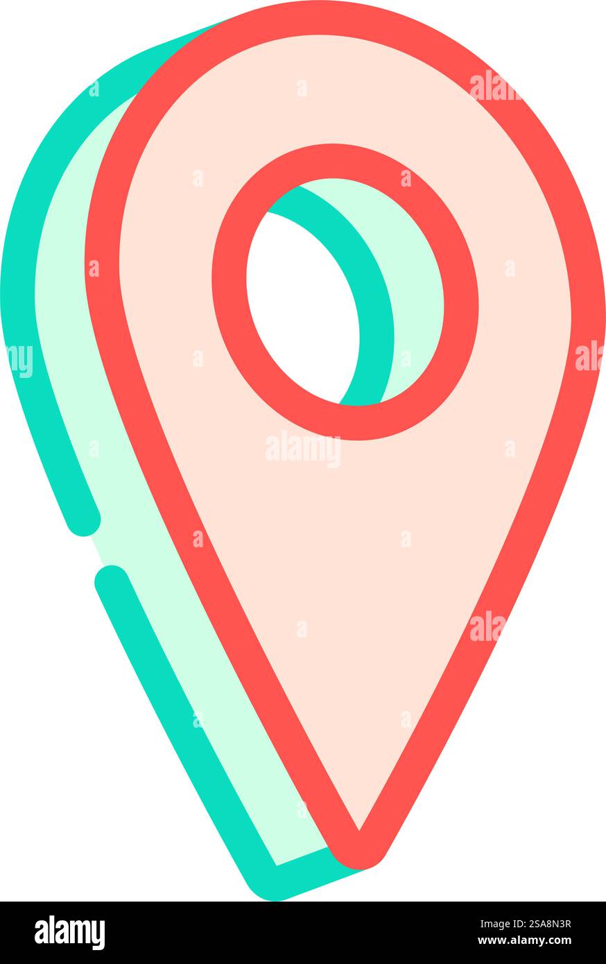 red pointer map location color icon vector. red pointer map location sign. isolated symbol ...