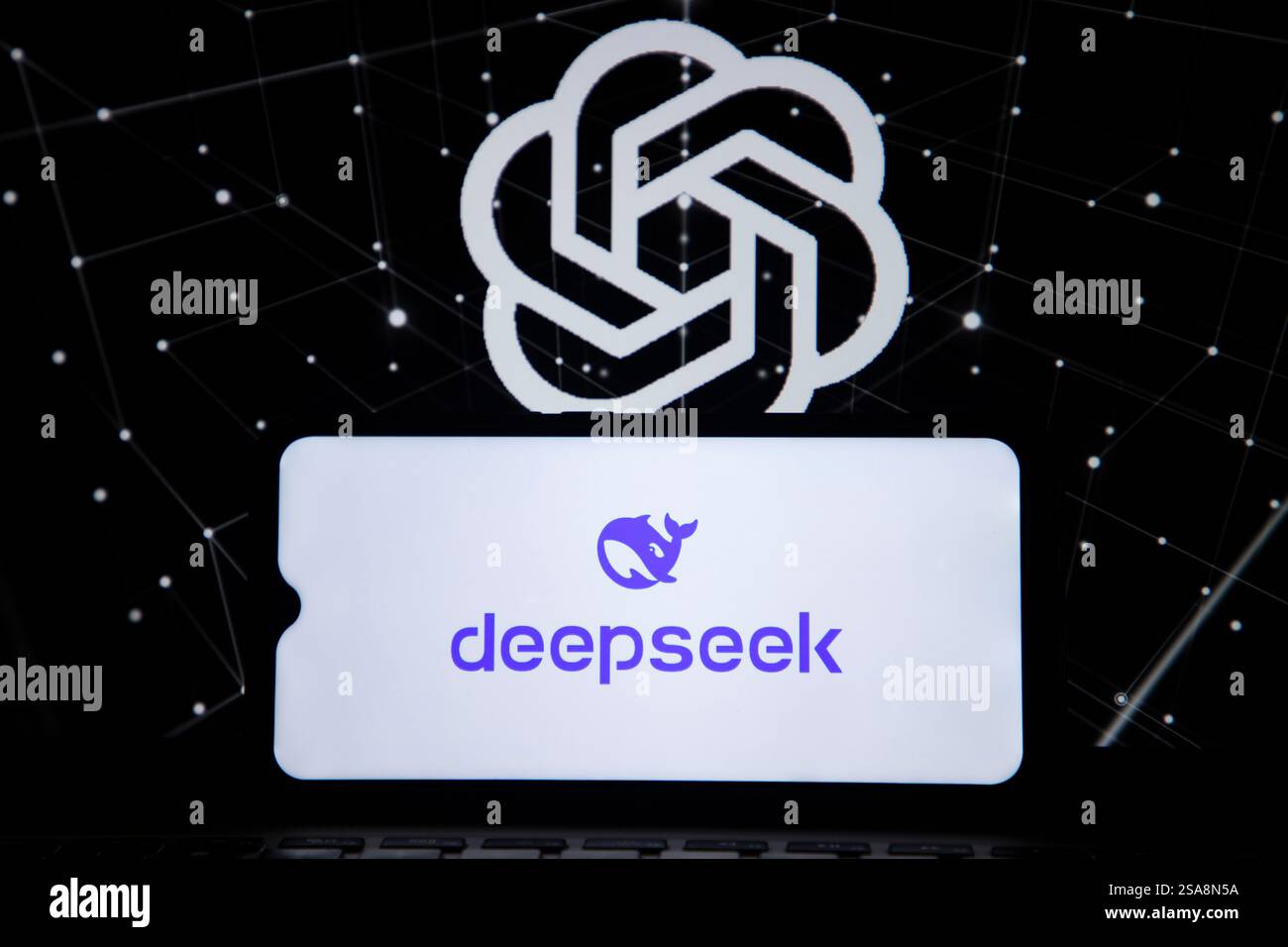 In this photo illustration, the DeepSeek logo is seen displayed on a ...