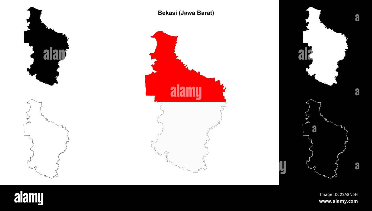 Bekasi blank outline map set Stock Vector Image & Art - Alamy