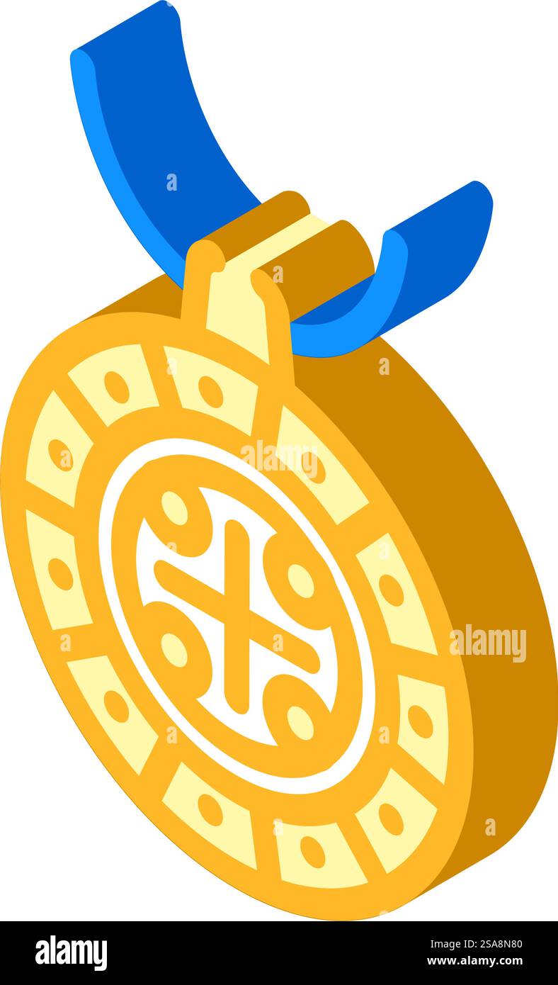 medallion jewelry isometric icon vector. medallion jewelry sign ...