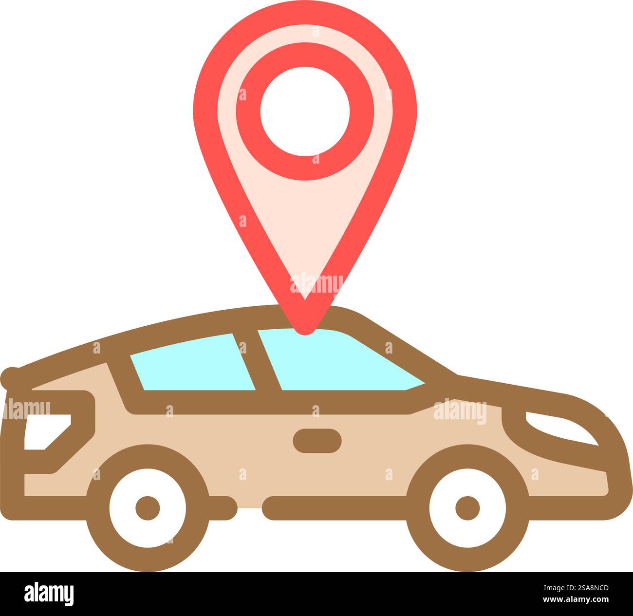 car map location color icon vector. car map location sign. isolated ...