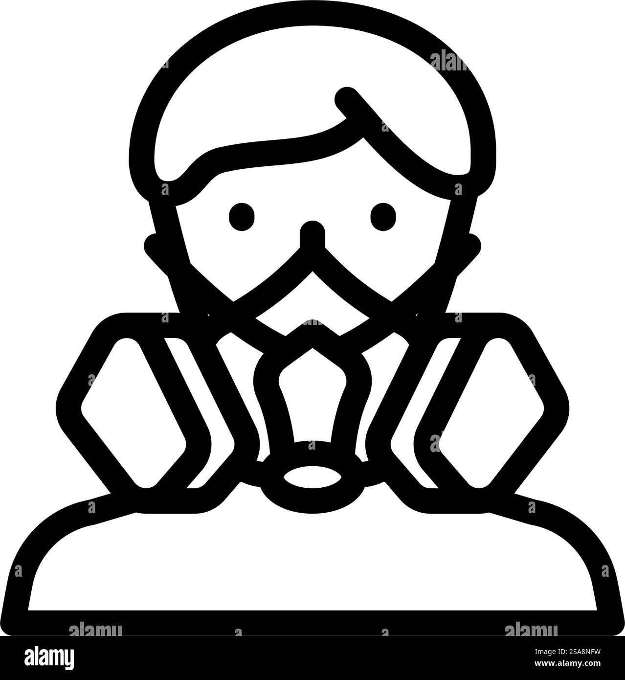 mining mask face line icon vector. mining mask face sign. isolated ...