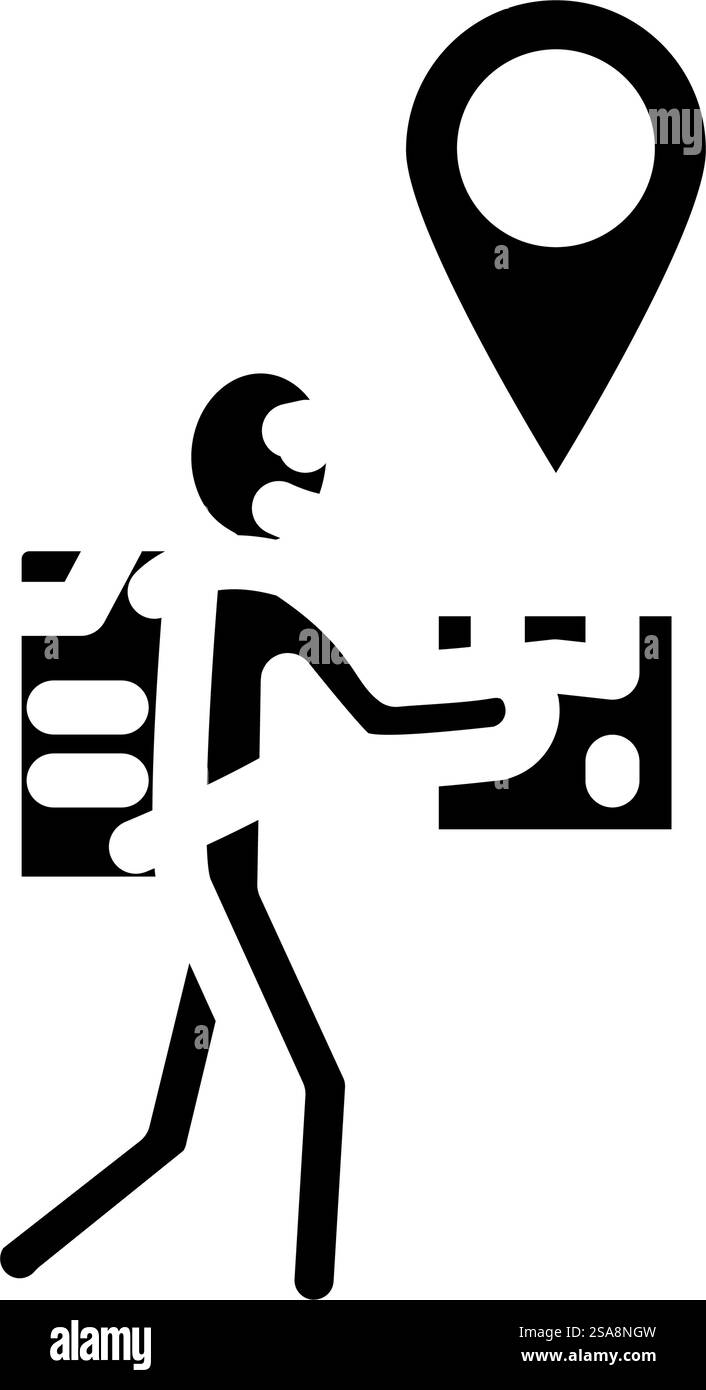 courier map location glyph icon vector. courier map location sign ...