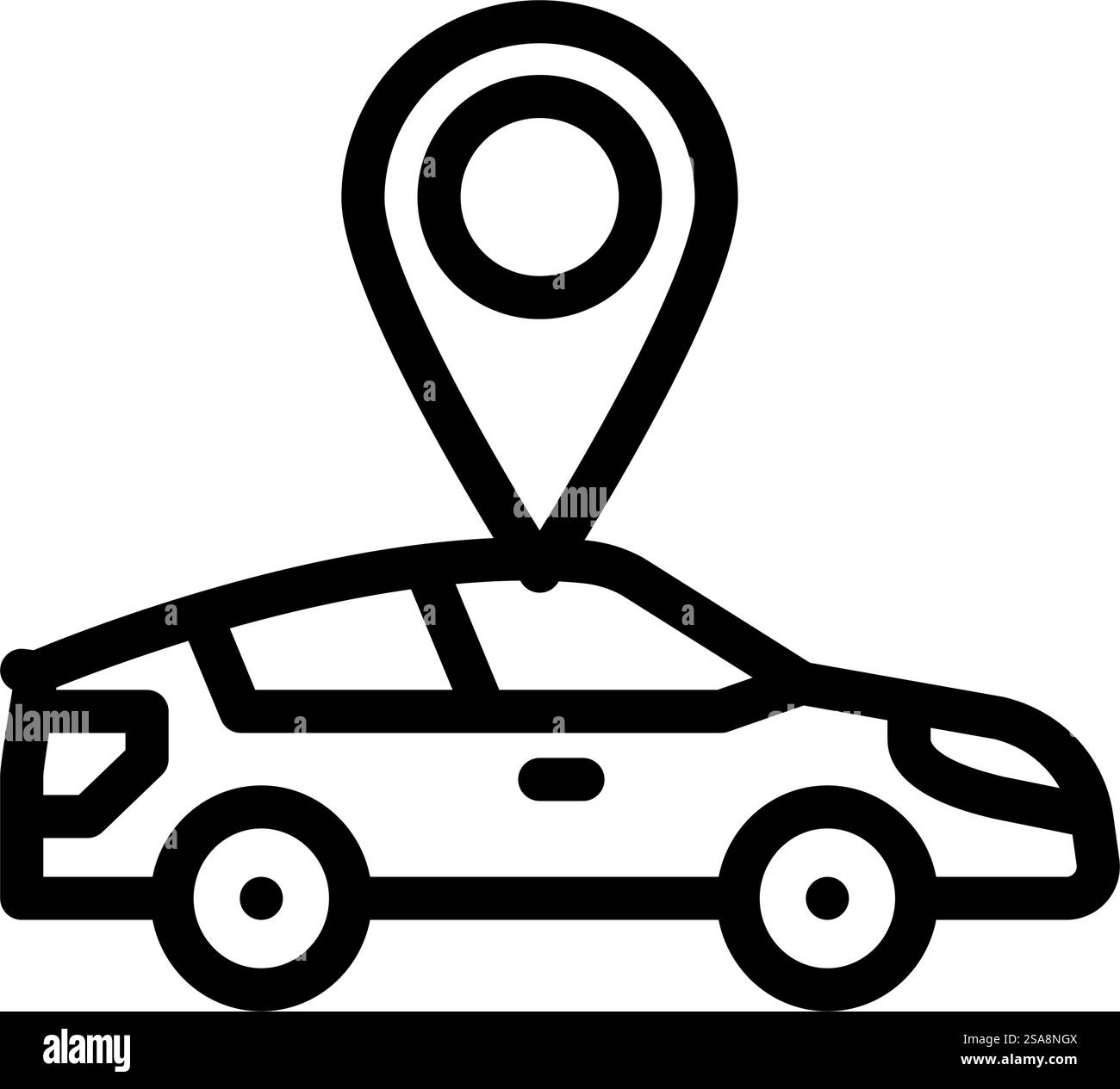 car map location line icon vector. car map location sign. isolated ...