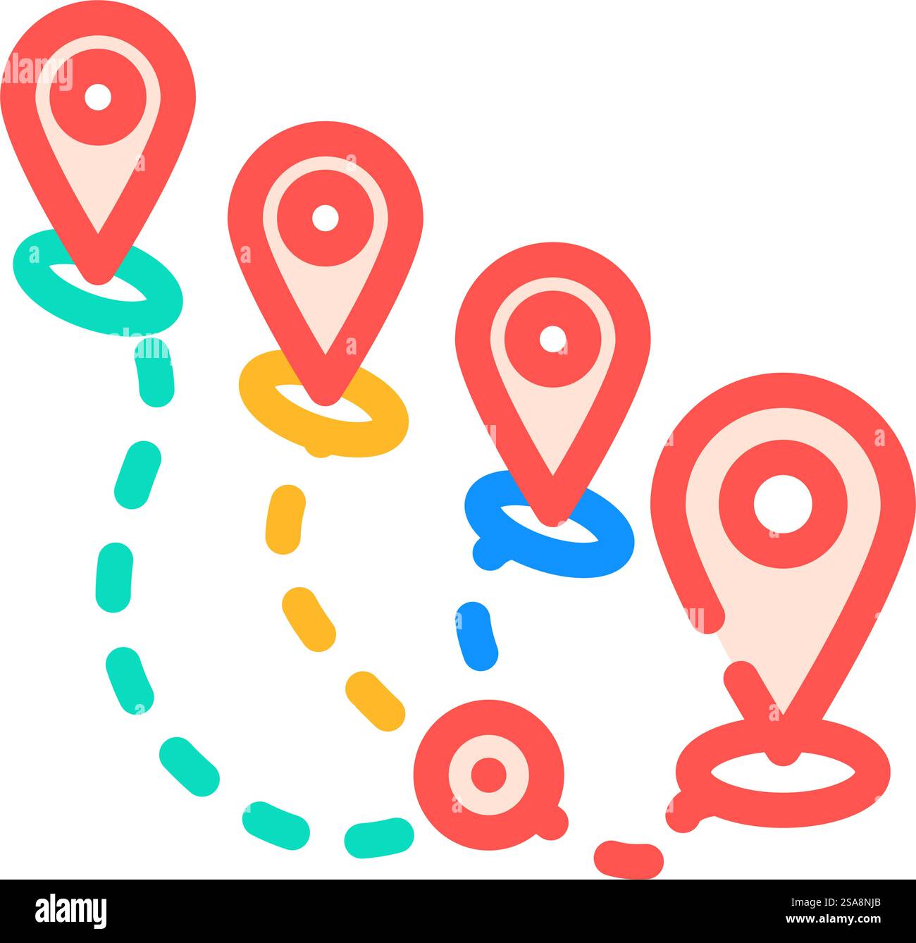 track airplane pointer place color icon vector. track airplane pointer ...