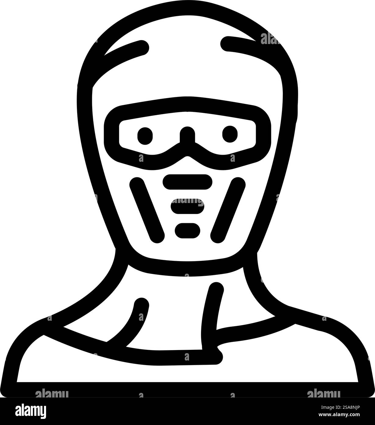 ninja mask face line icon vector. ninja mask face sign. isolated ...