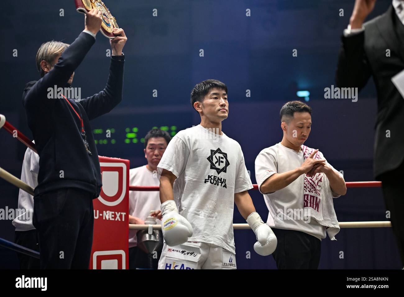 Champion Kenji Fujita before the WBO Asia Pacific Featherweight Title boxing bout at Korakuen ...