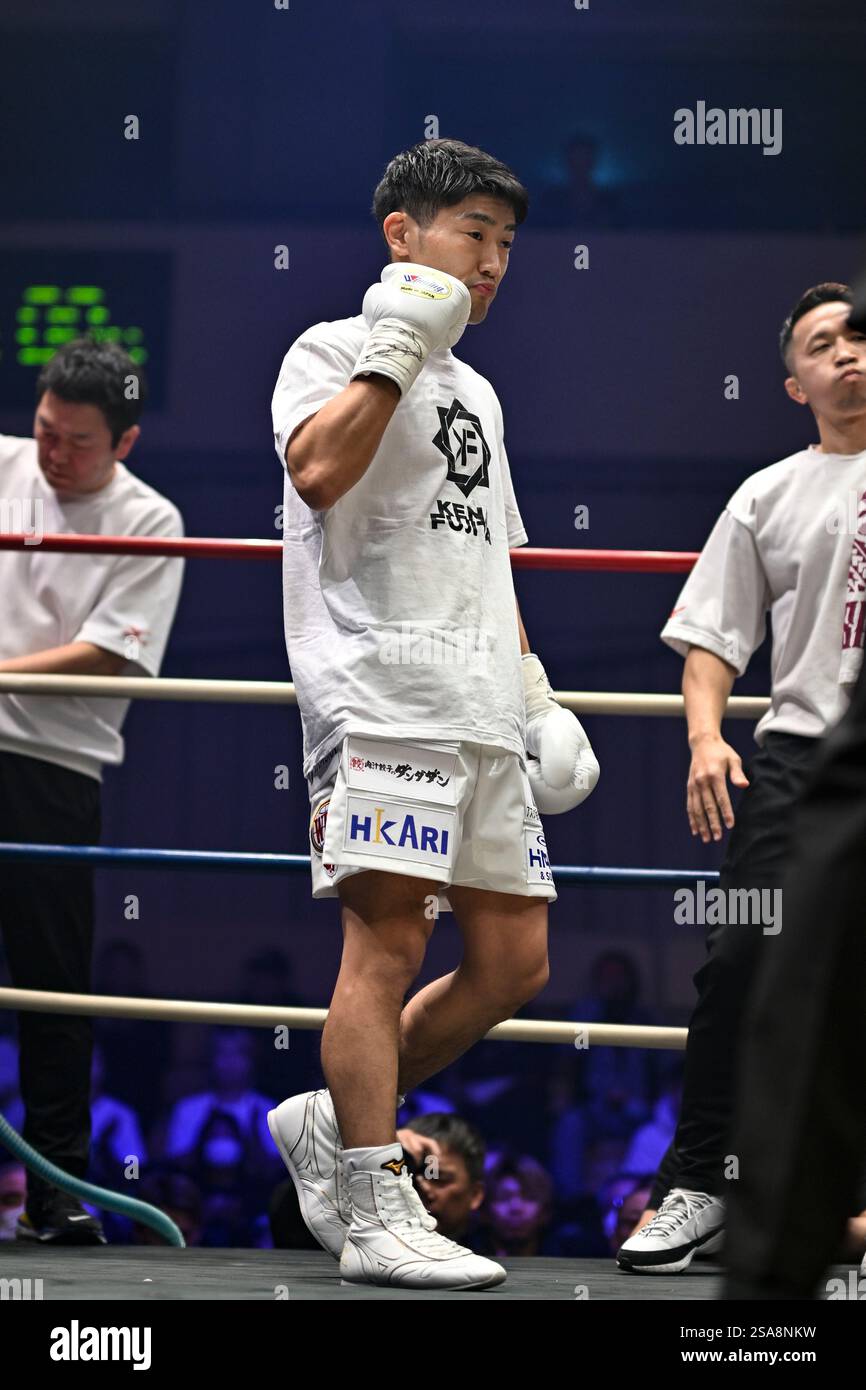 Champion Kenji Fujita before the WBO Asia Pacific Featherweight Title boxing bout at Korakuen ...