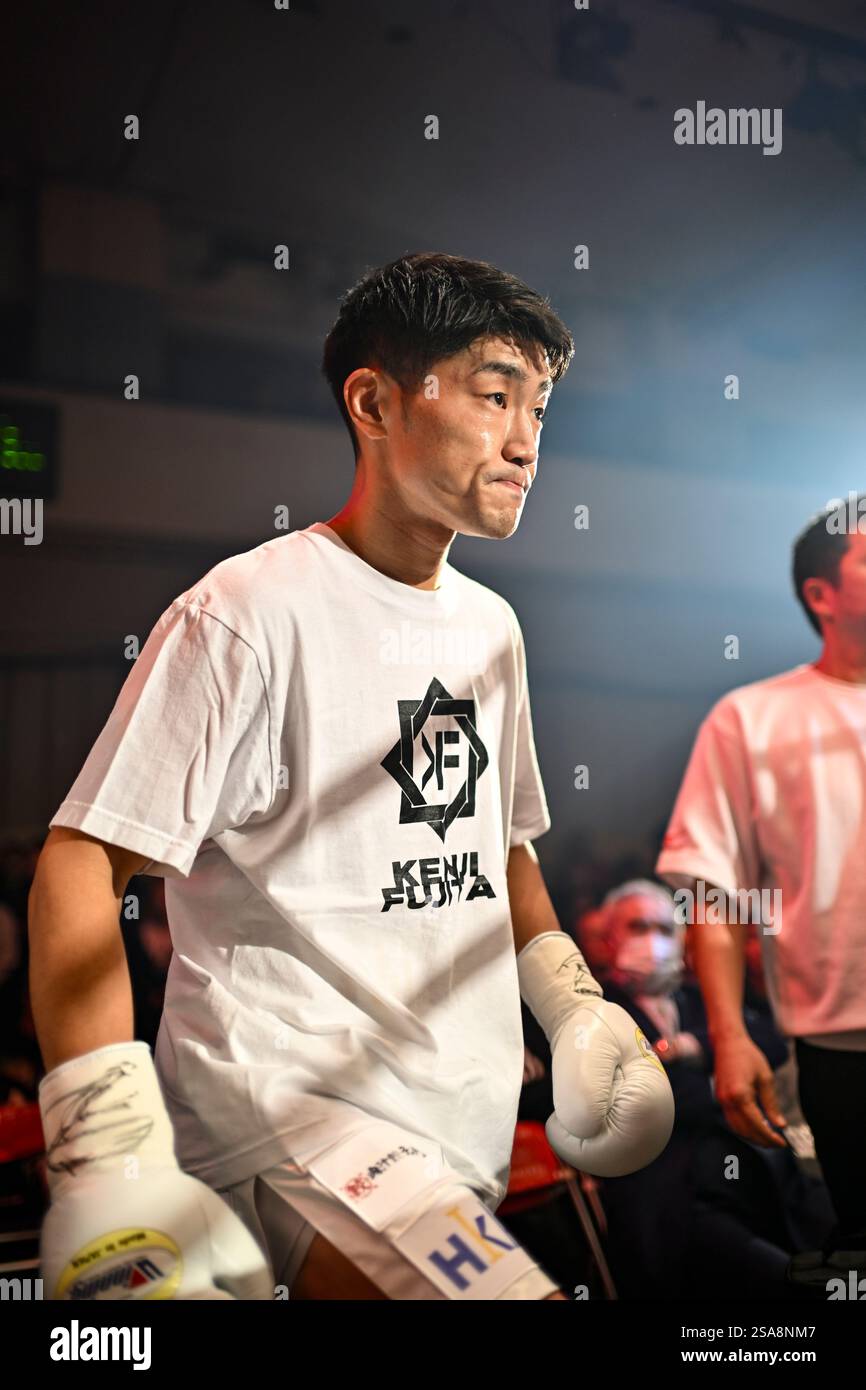 Champion Kenji Fujita before the WBO Asia Pacific Featherweight Title ...