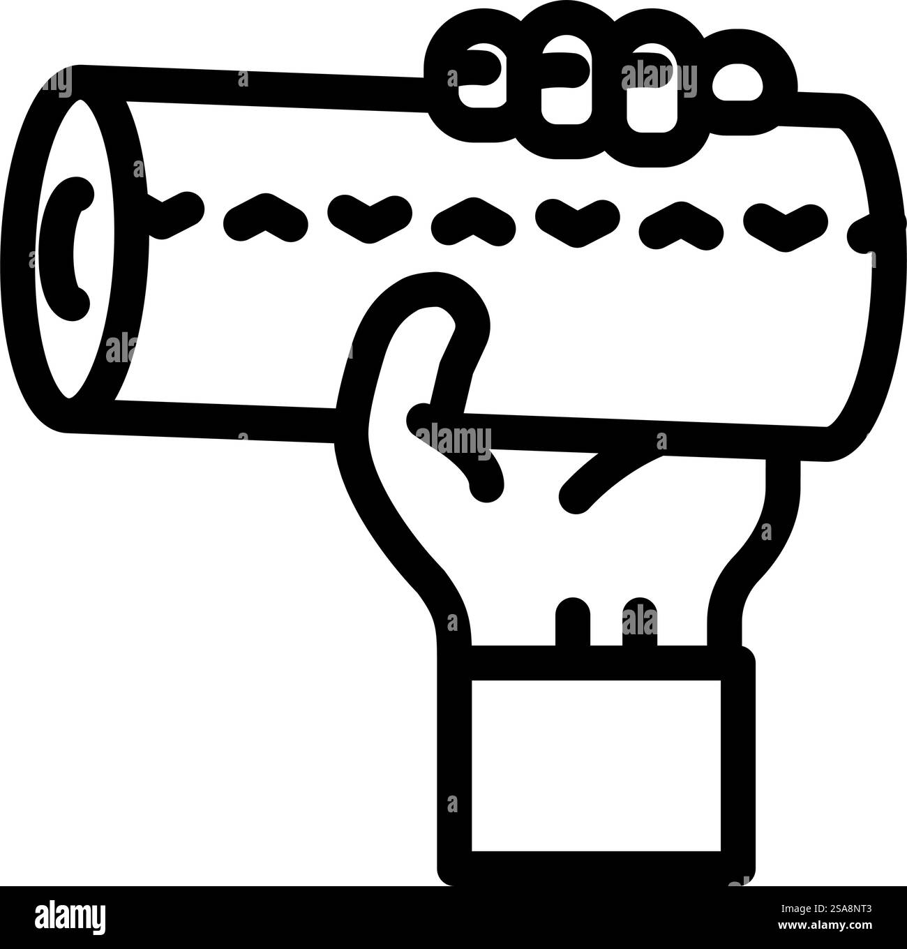 hand holding paper towel roll line icon vector. hand holding paper ...