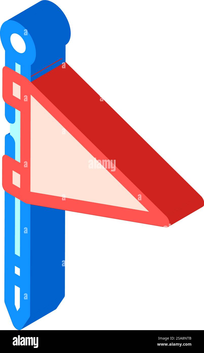 flag red pointer map location isometric icon vector. flag red pointer map location sign ...
